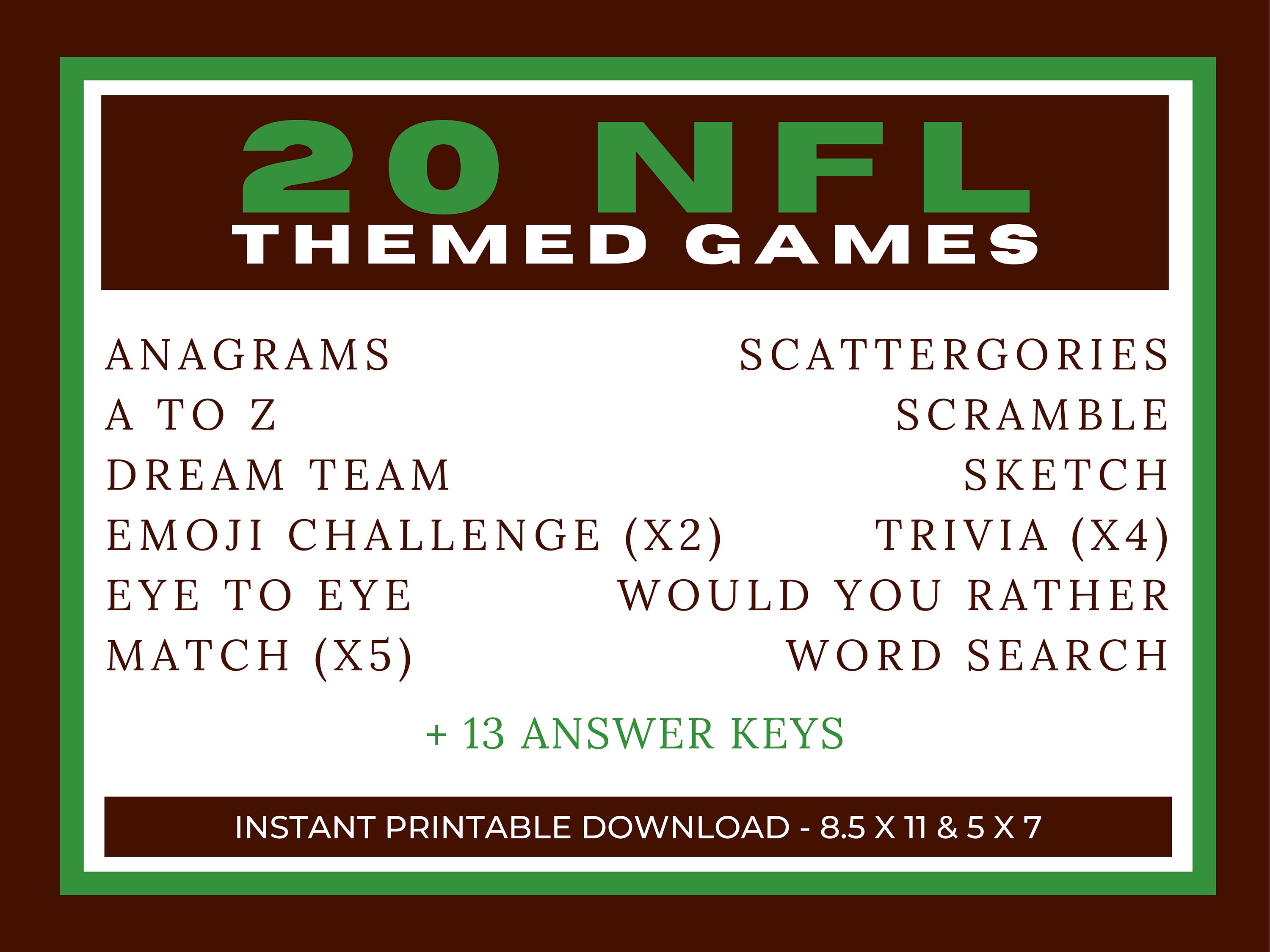 NFL Printable Party Games Bundle, Football Trivia, NFL Team Word Search ...
