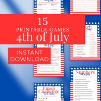 4th of July Printable Party Games Bundle, Fourth of July Trivia, Match ...