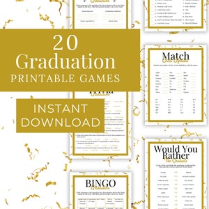 Graduation Printable Party Games Bundle, Trivia, Matching Games, Bingo ...