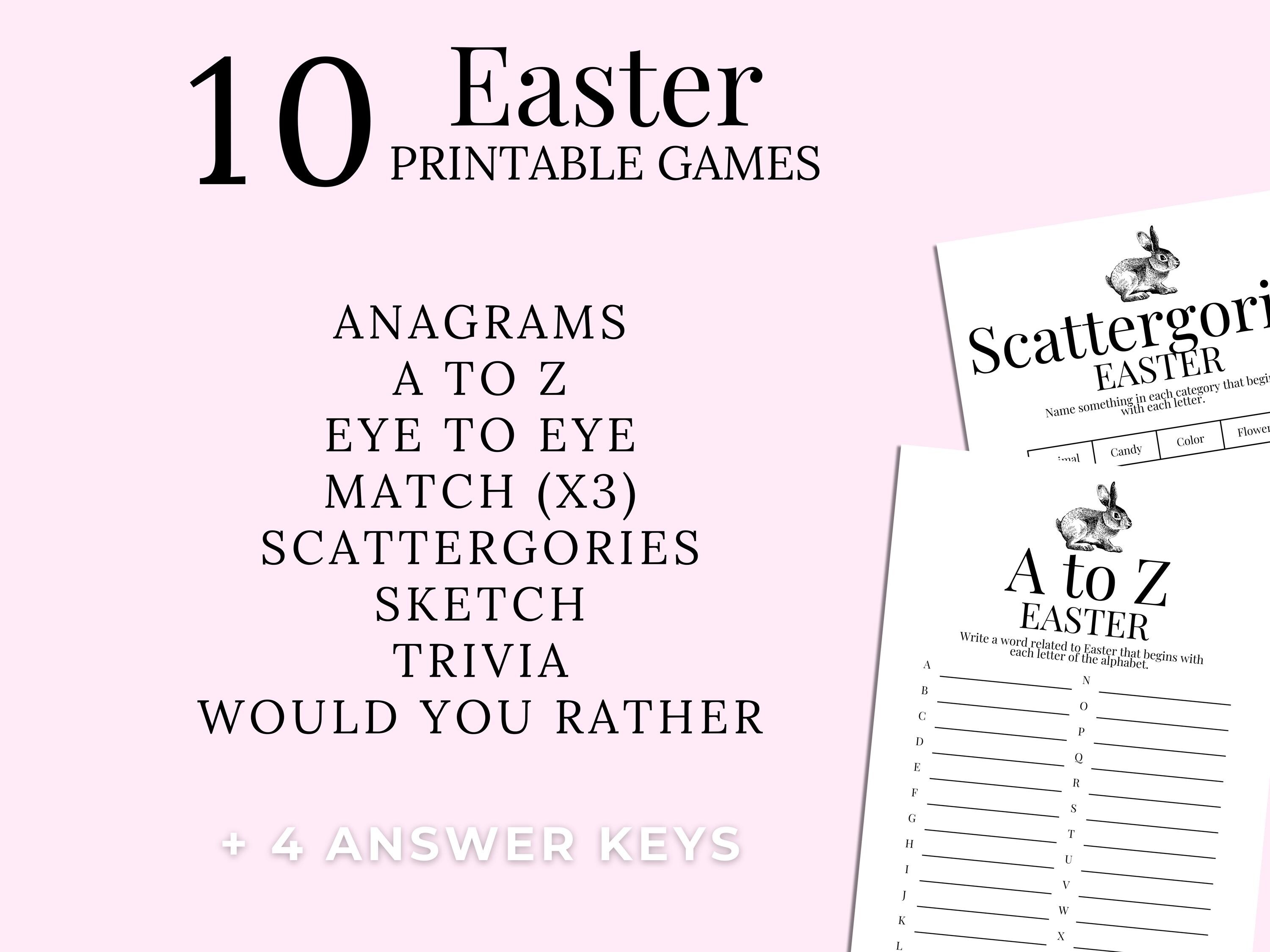 Easter Printable Party Games Bundle, Trivia, Matching Games ...