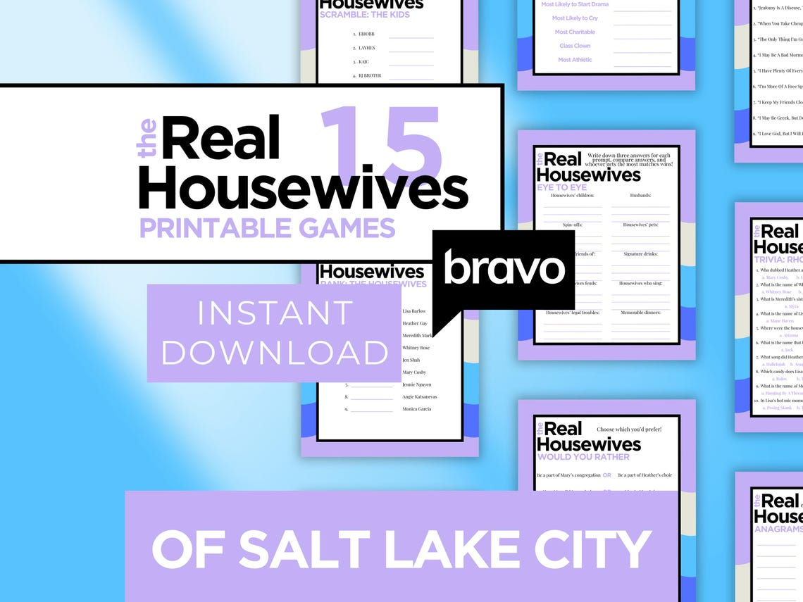 The Real Housewives of Salt Lake City Printable Party Games Bundle ...