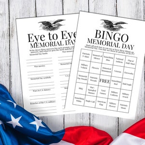 Memorial Day Printable Party Games Bundle, Trivia, Matching Games ...