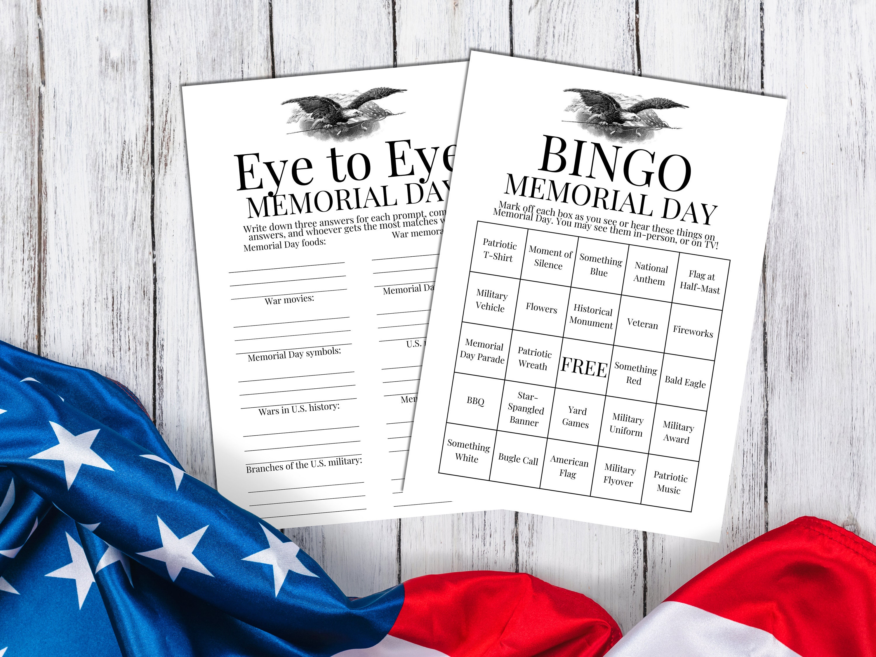 Memorial Day Printable Party Games Bundle, Trivia, Matching Games ...