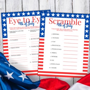 4th of July Printable Party Games Bundle, Fourth of July Trivia, Match ...