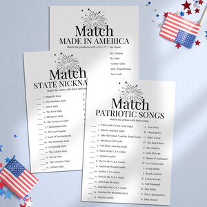4th of July Printable Party Games Bundle, Fourth of July Trivia, Match ...