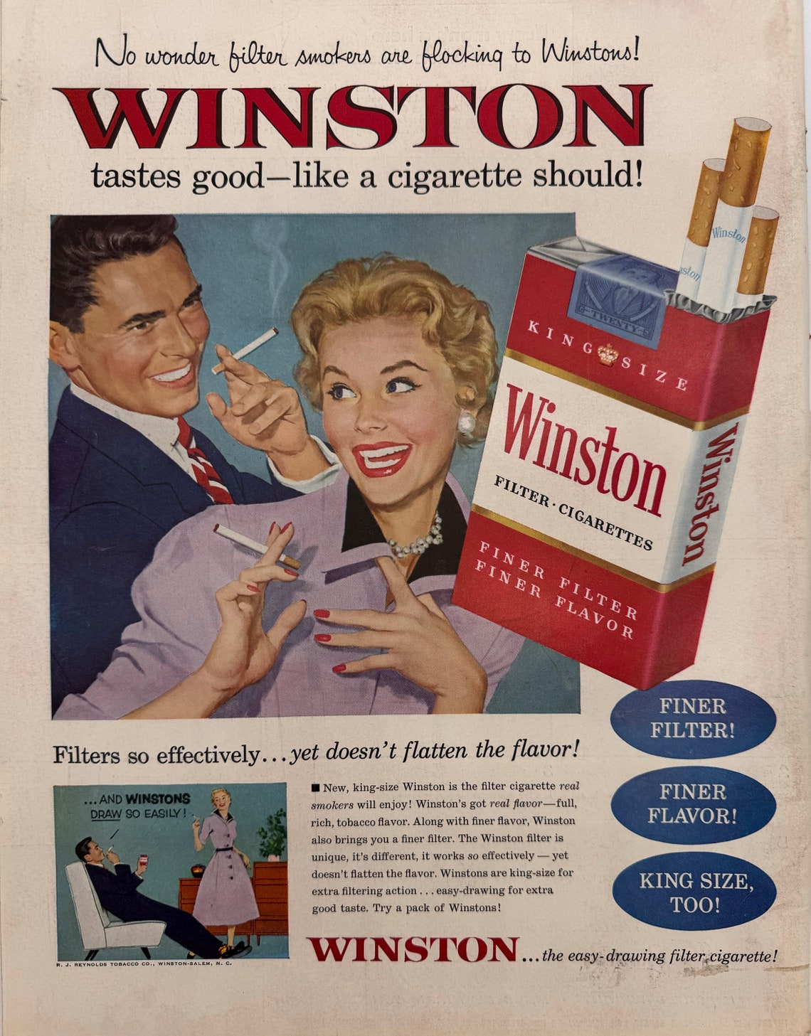 Winston Cigarettes Advertisement 1950s Man Cave Decor Home Decor ...
