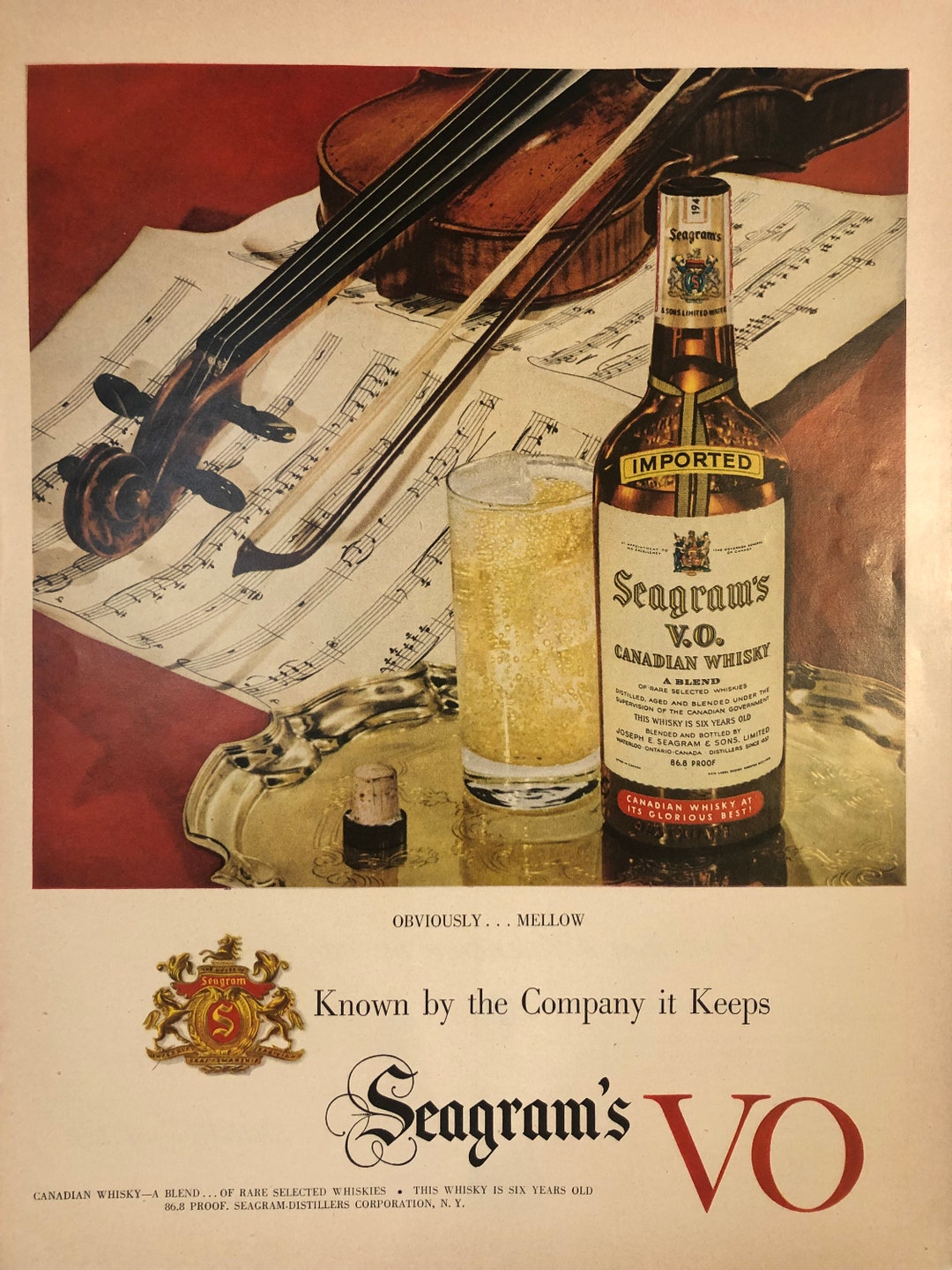 Seagrams Alcohol Advertisement Man Cave Decor Home Decor Original ...