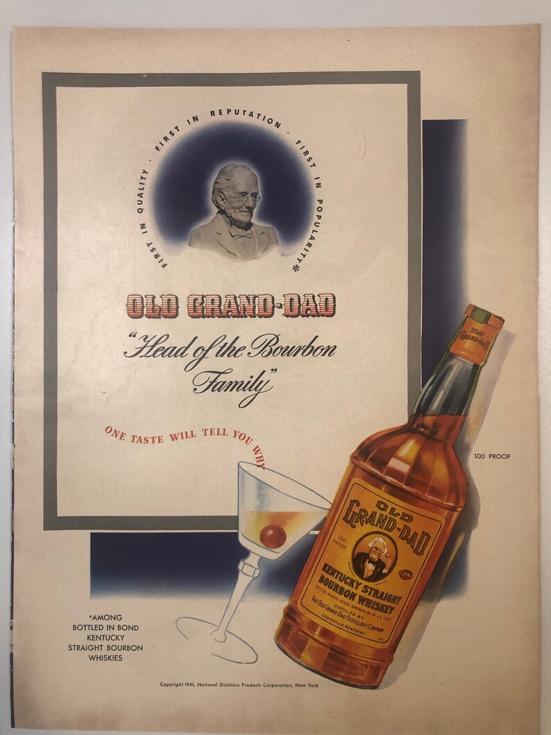 Old Grandad Bourbon Whiskey Ad - 1942 Time Life Magazine - Etsy