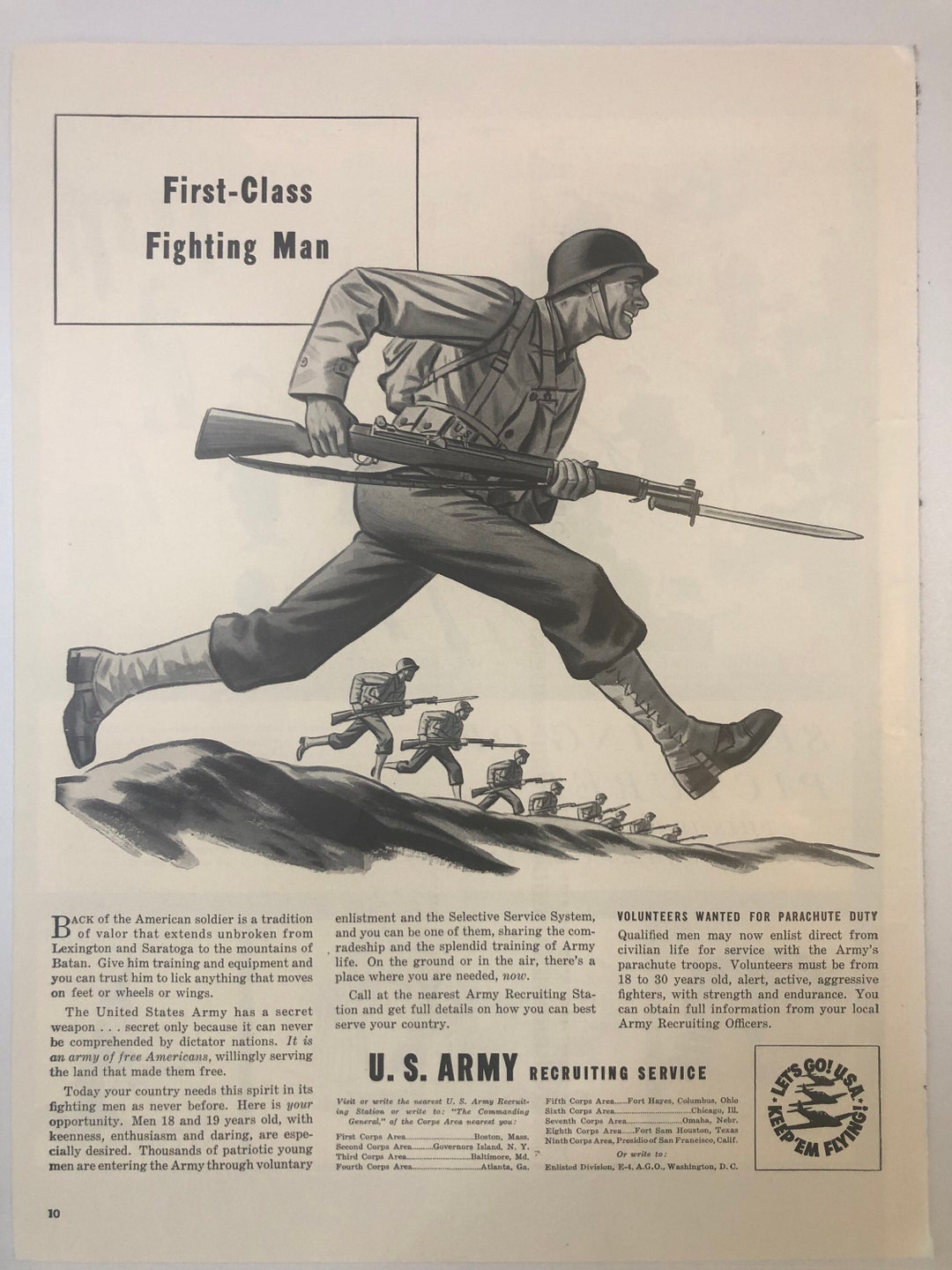 U.S. Army Advertisement 1940’s Man Cave Decor Home Decor Original ...