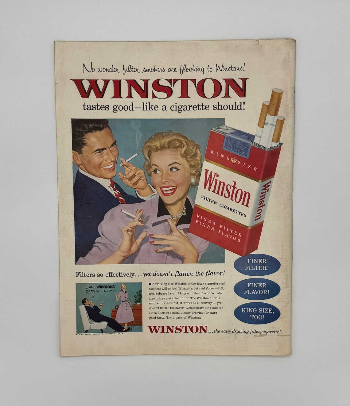 Winston Cigarettes Advertisement 1950s Man Cave Decor Home Decor ...