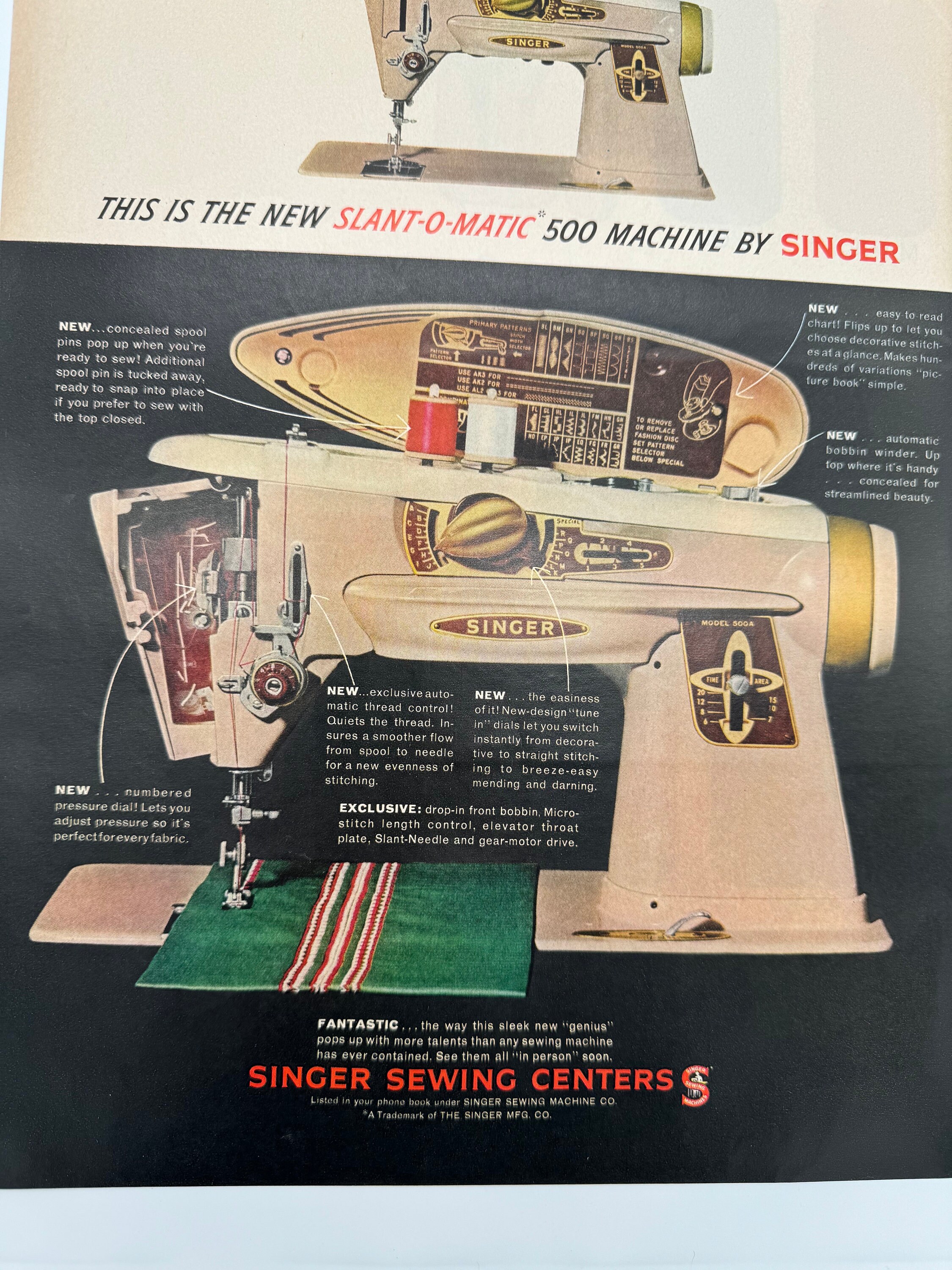 Singer Sewing Machine Advertisement Home Decor Original Advertisement ...