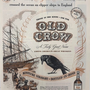 Old Crow Alcohol Advertisement Man Cave Decor Home Decor - Etsy