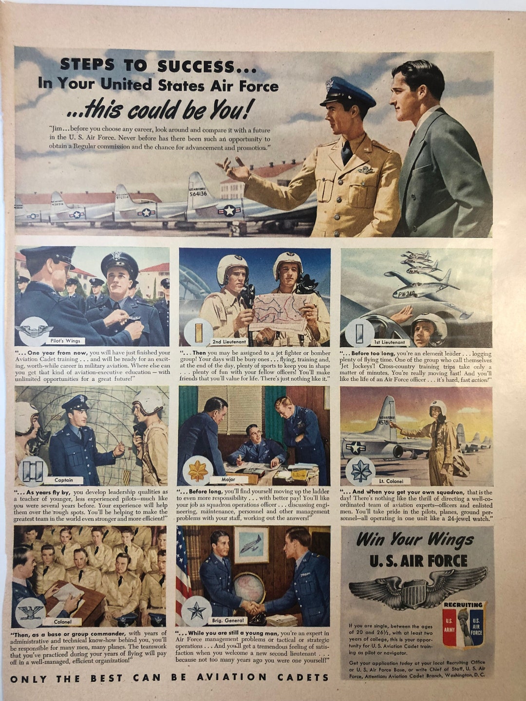 U.S. Air Force Advertisement 1950’s Man Cave Decor Home Decor Original ...