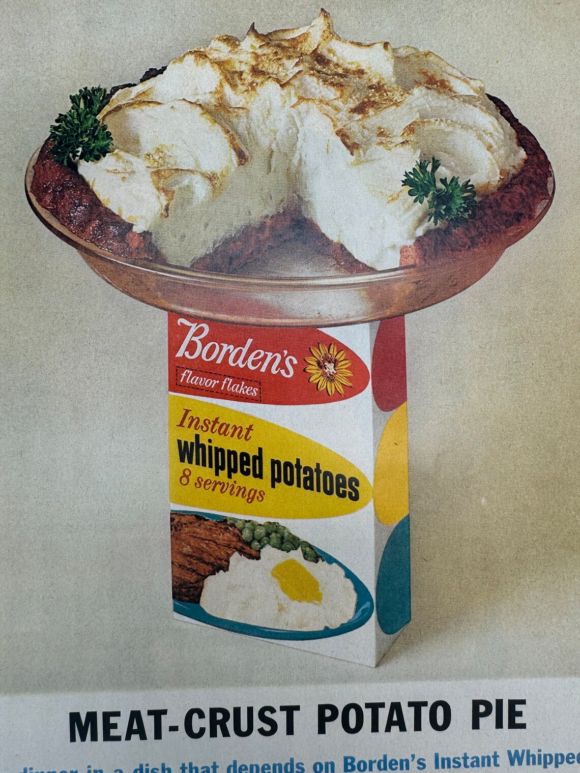 Bordens Potato Food Advertisement 1960’s Kitchen Decor Home Pie ...
