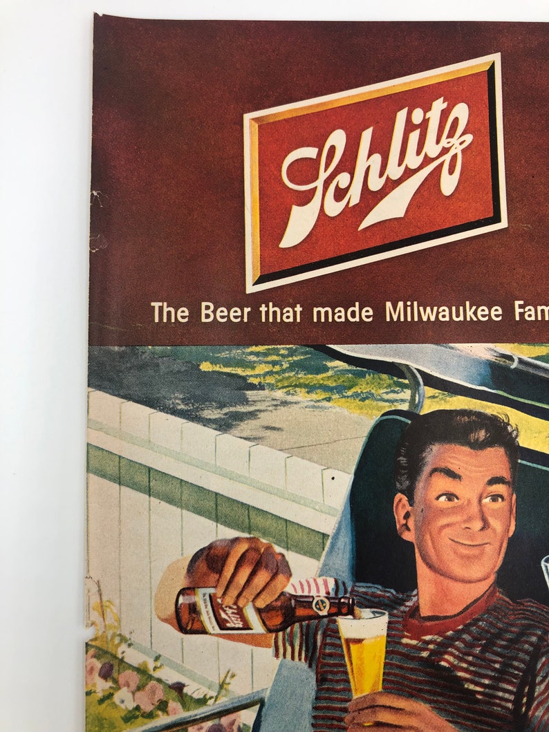 Schlitz Beer Alcohol Advertisement Man Cave Decor Home Decor Original ...
