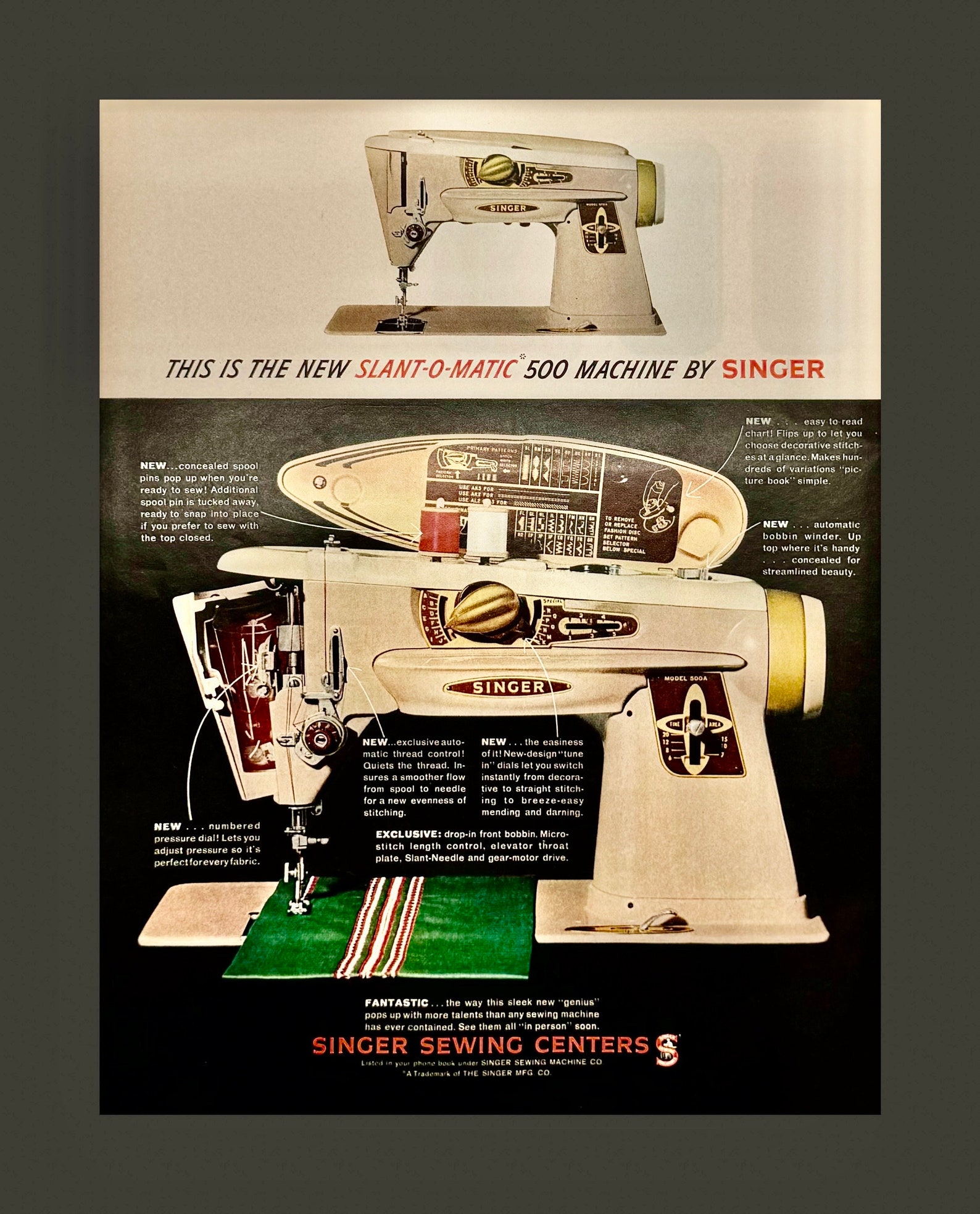 Singer Sewing Machine Advertisement Home Decor Original Advertisement ...