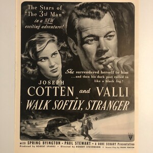 Walk Softly Stranger Movie Ad: 1950s Mid-century Decor - Etsy