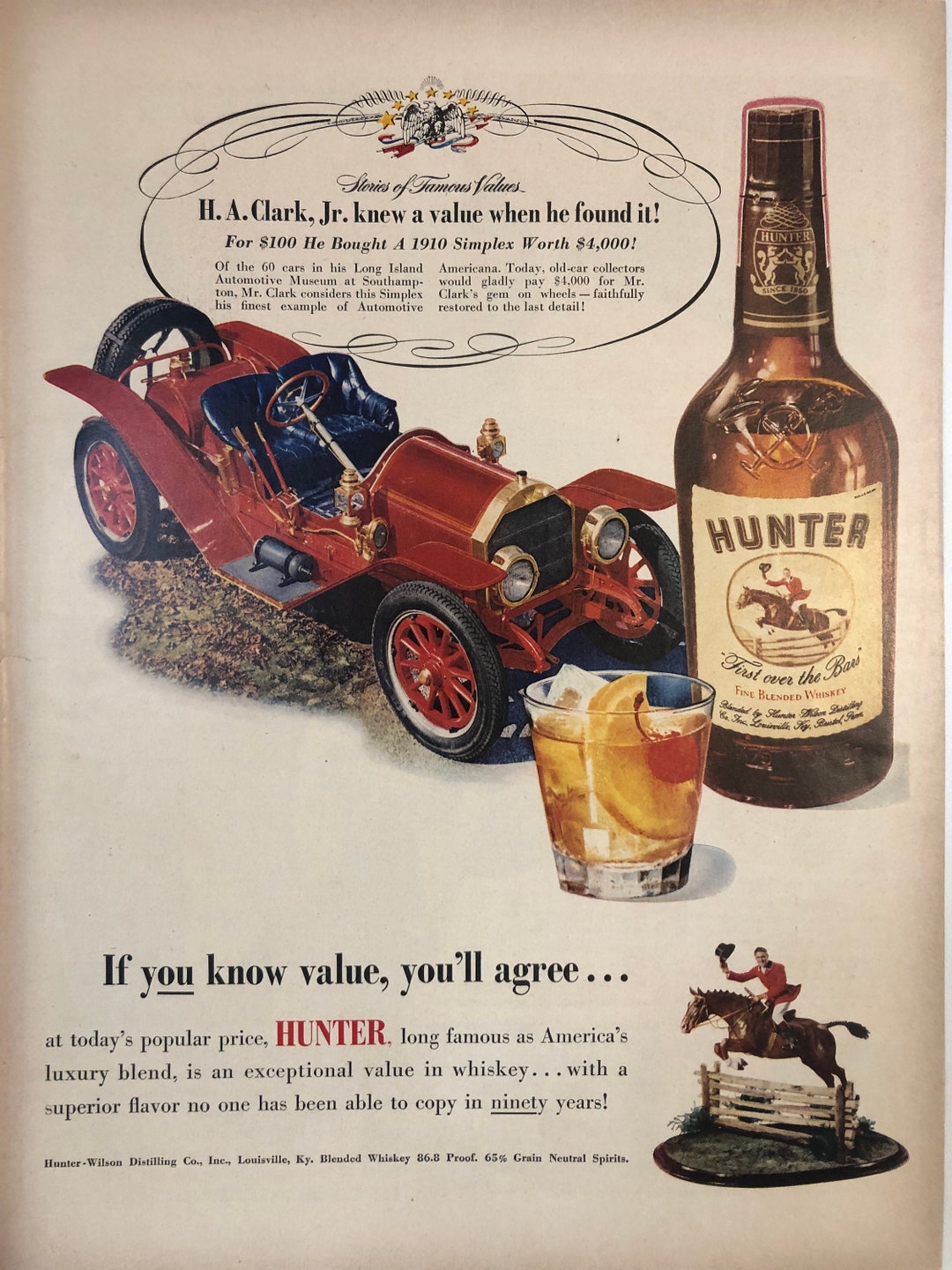Hunter Whiskey Alcohol Advertisement Man Cave Decor Home Decor Original ...