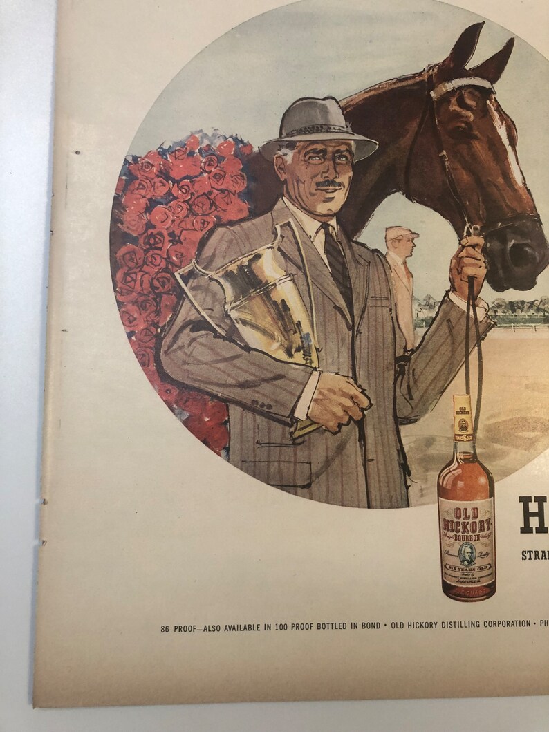 1954 Old Hickory Whiskey Ad: Vintage Bar Decor, Man Cave Art - Etsy