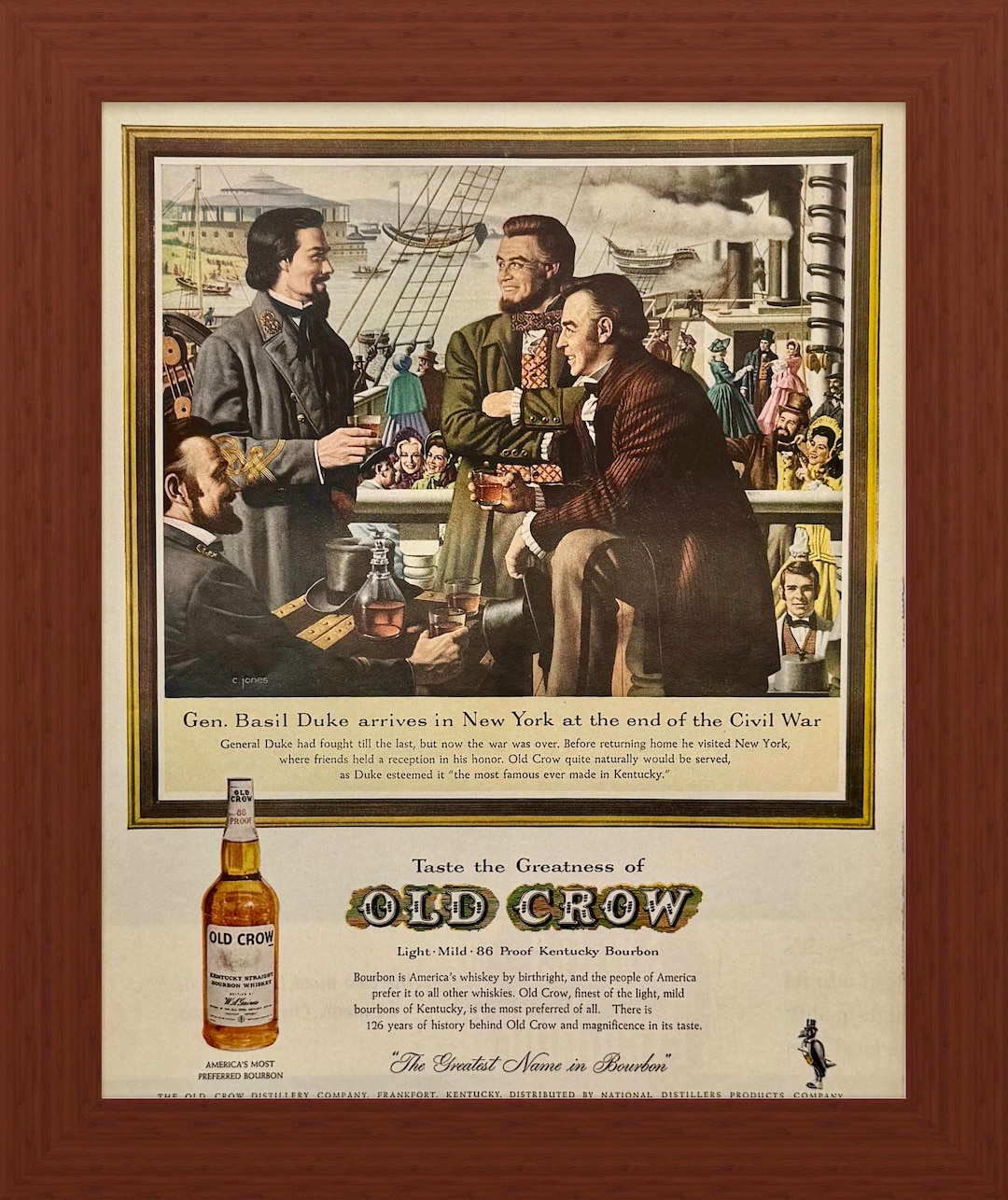 Old Crow Whiskey Bourbon Alcohol Advertisement Man Cave Decor Home ...