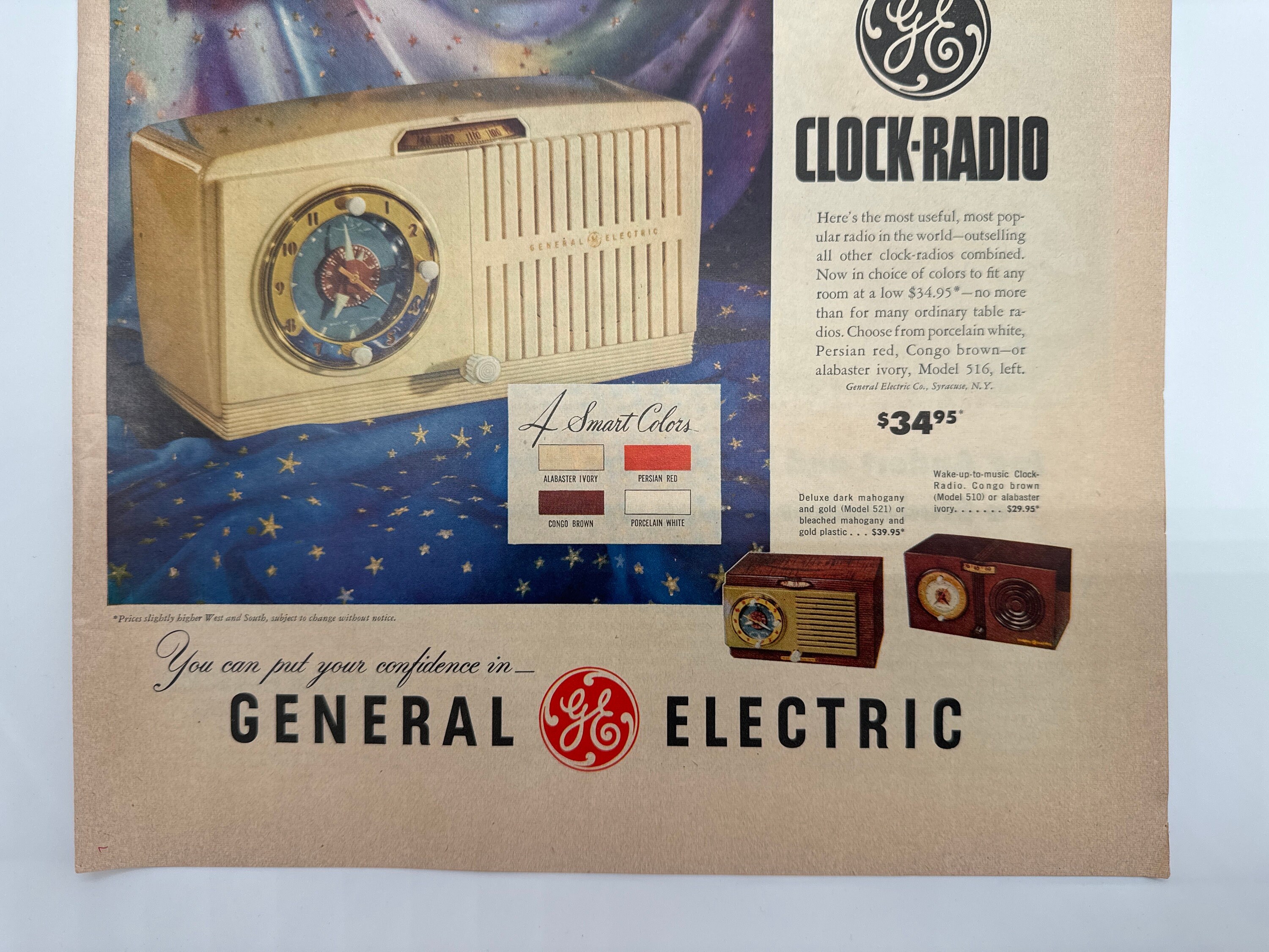 GE Portable Radio Vintage Advertisement Mid Century 1950’s Kitchen ...