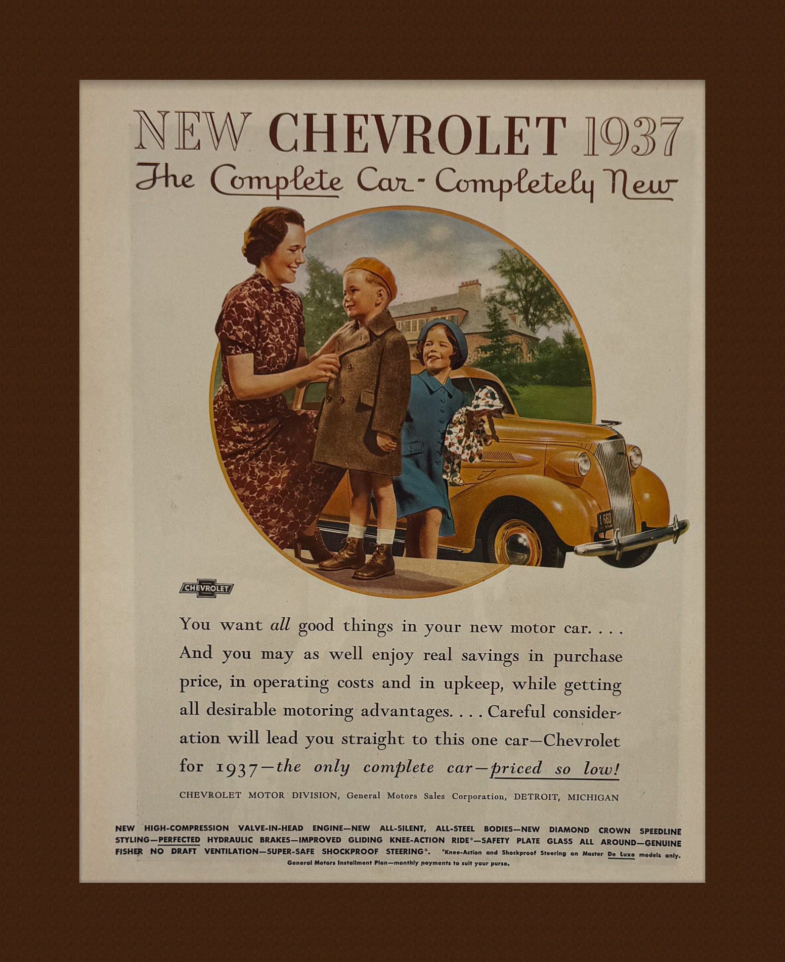 Chevrolet Chevy Car Advertisement 1930’s Home Decor Original ...