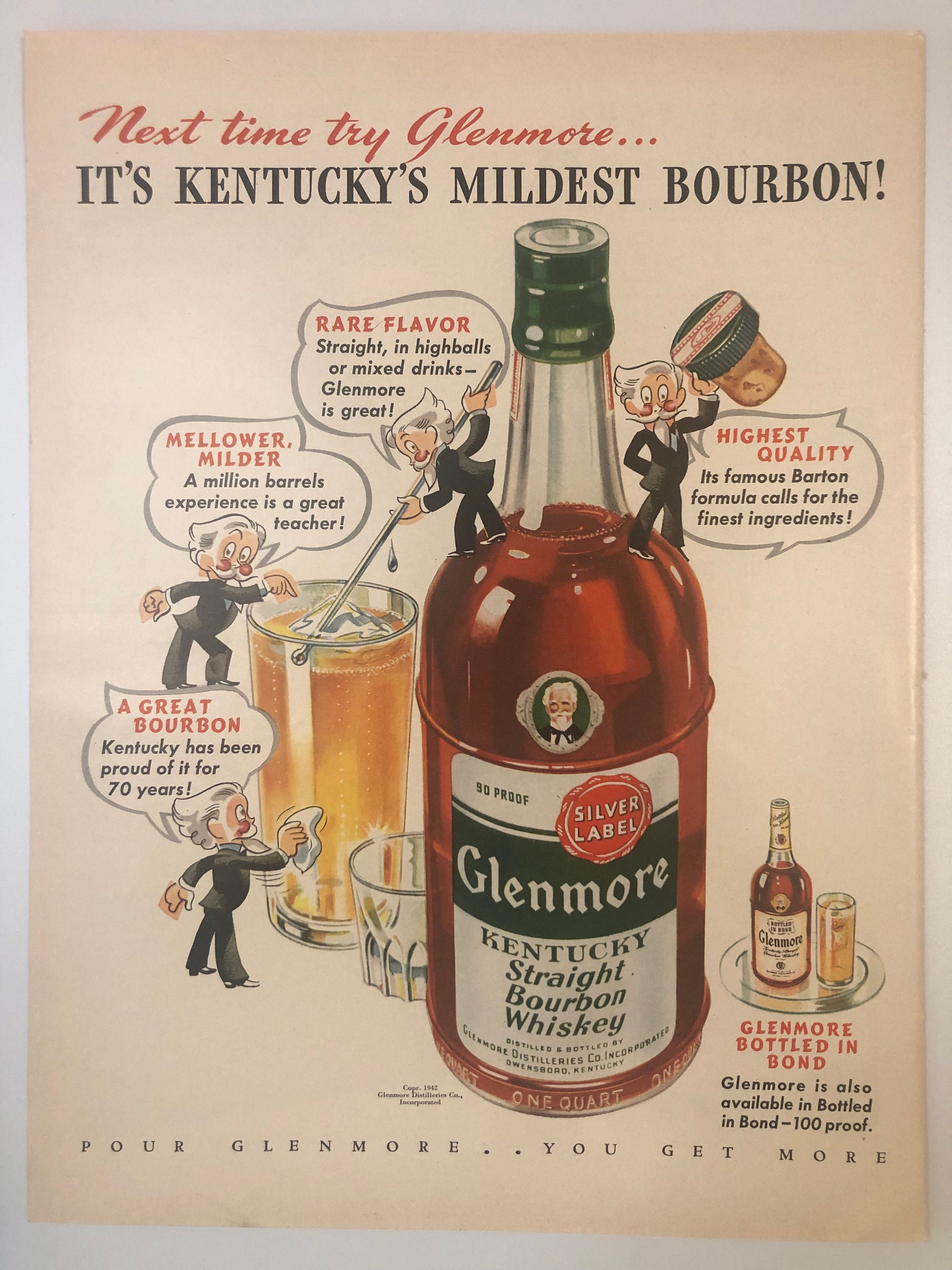 Glenmore Bourbon Whiskey Ad - 1942 Time Life Magazine Advertisement - Etsy