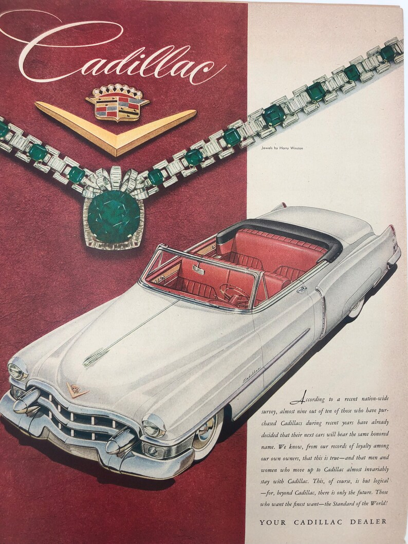 1953 Cadillac Car Ad: Mid Century Classic Car Wall Art - Etsy