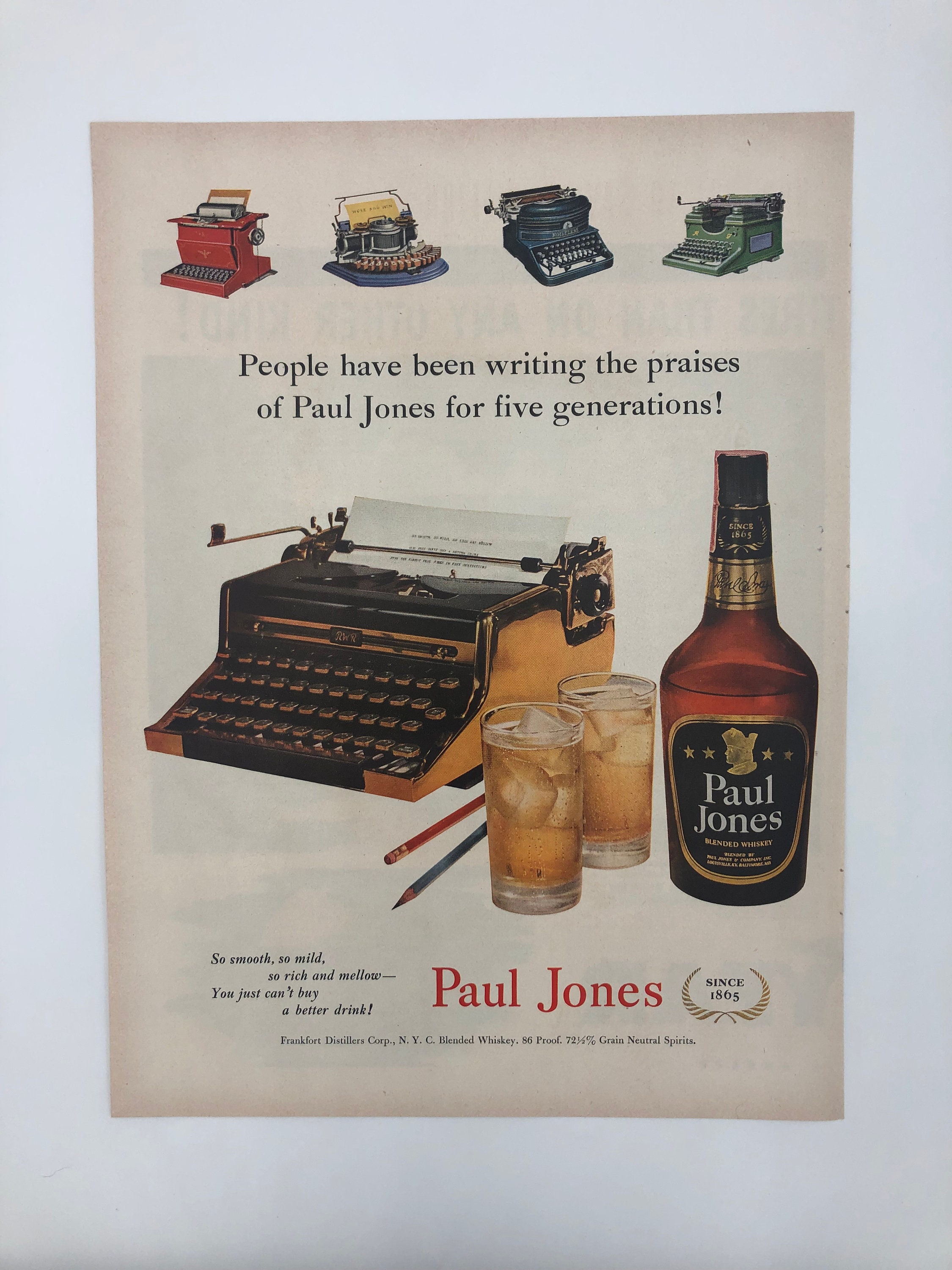 Paul Jones Alcohol Advertisement Man Cave Decor Home Decor Original ...
