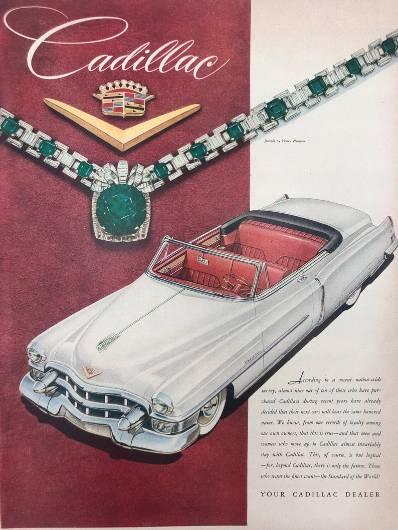 1953 Cadillac Car Ad: Mid Century Classic Car Wall Art - Etsy
