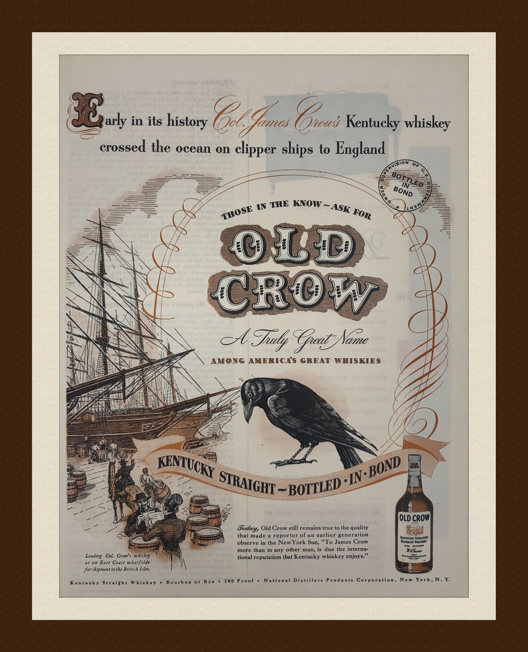 Old Crow Alcohol Advertisement Man Cave Decor Home Decor Original ...