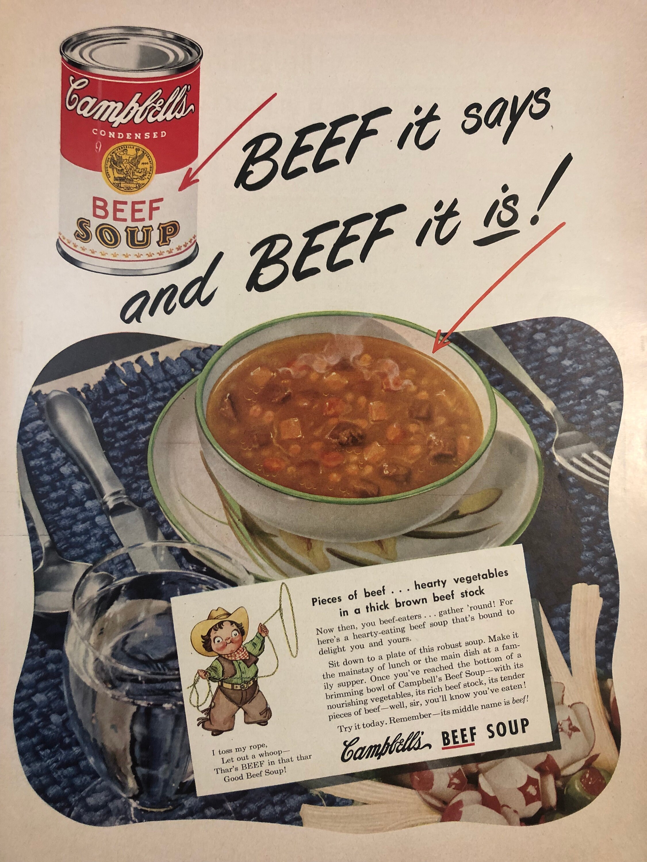 Campbell’s Soup Beef Advertisement 1950’s Kitchen Decor Home Decor ...