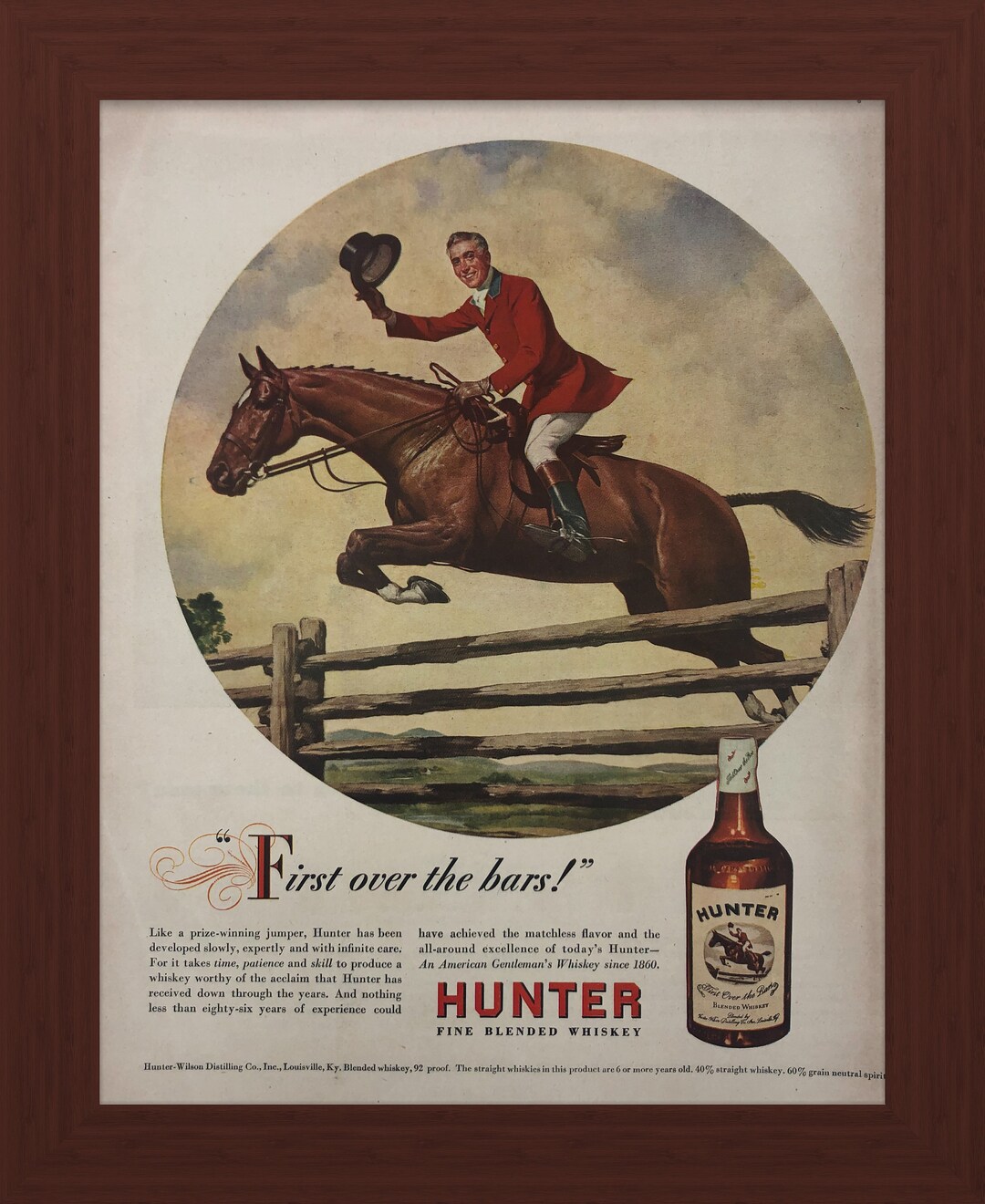 Hunter Whiskey Alcohol Advertisement Man Cave Decor Home Decor Original ...