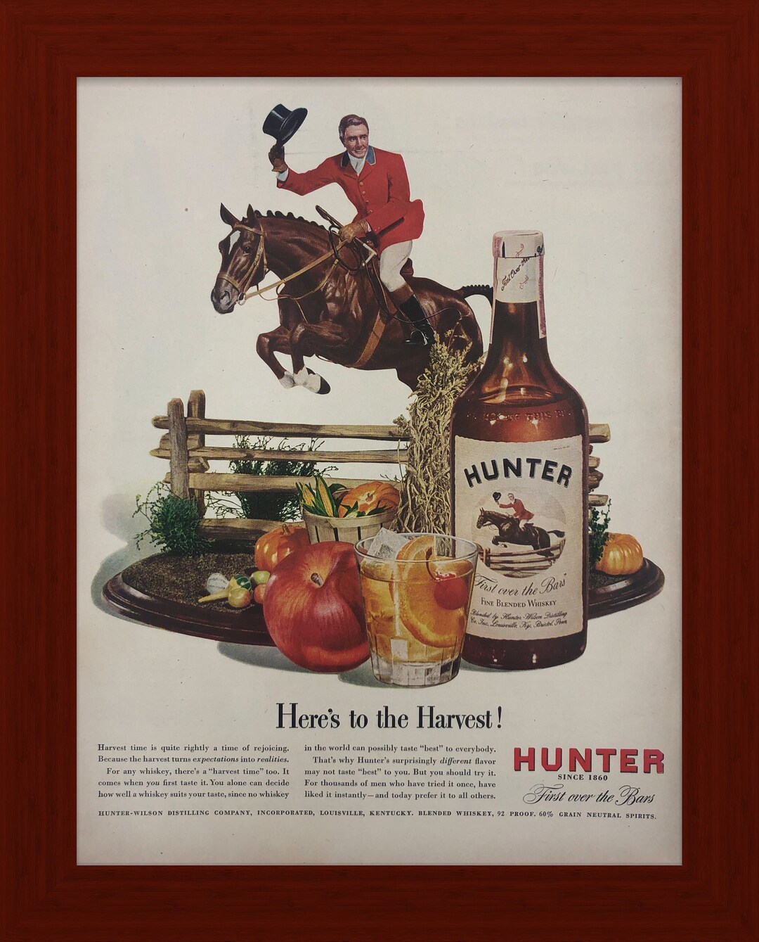 Hunter Whiskey Alcohol Advertisement Man Cave Decor Home Decor Original ...