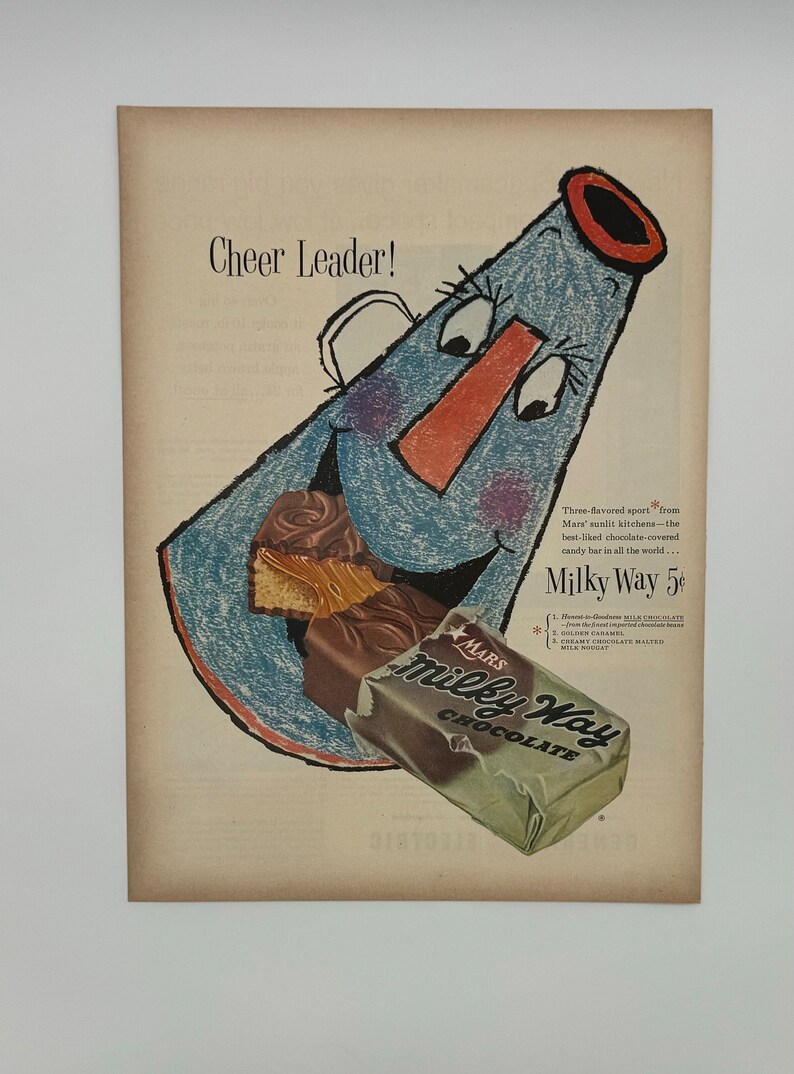 Vintage 1954 Mars Milky Way Candy Ad: Mid Century Kitchen Decor - Etsy