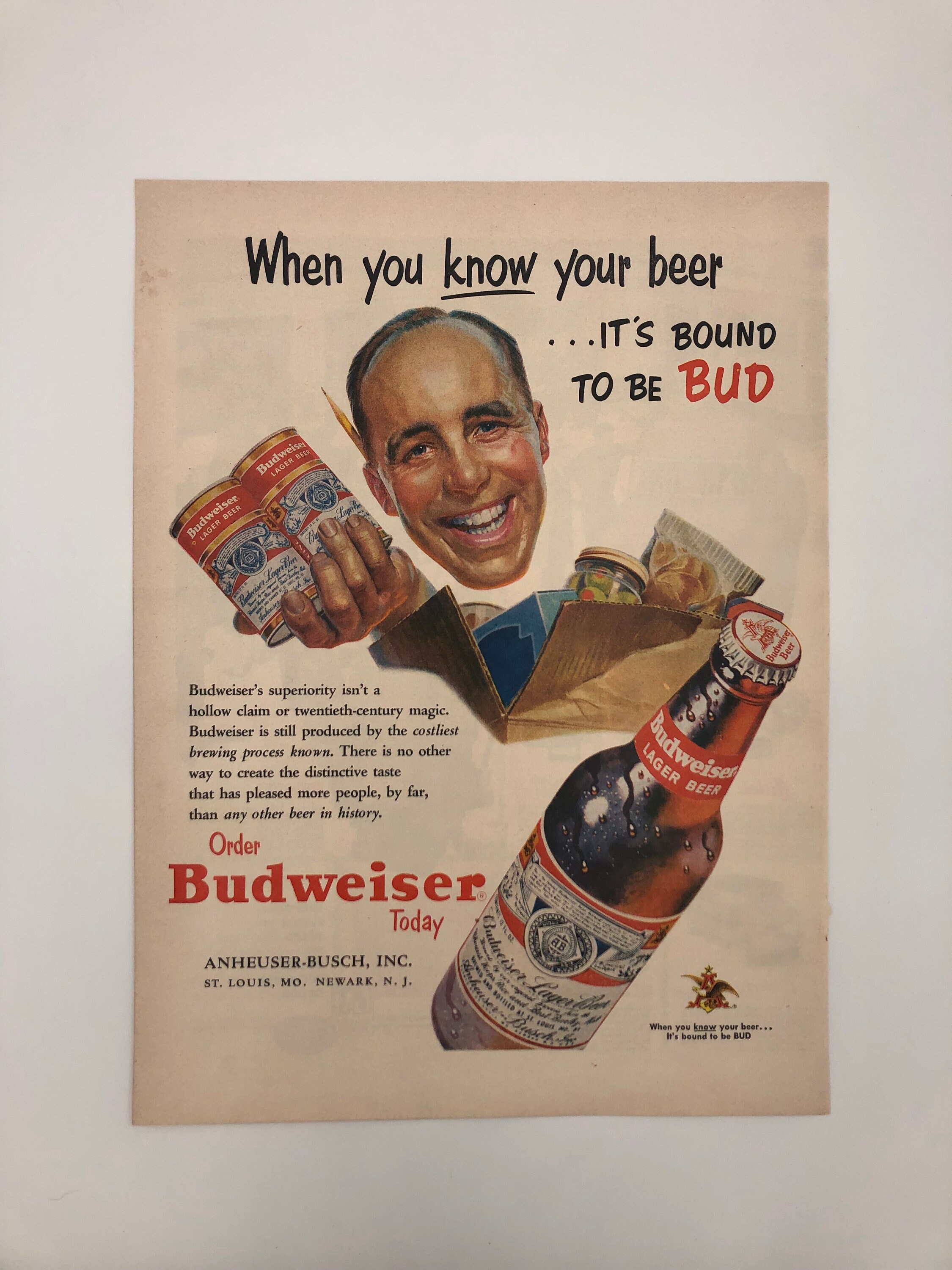 Budweiser Beer Alcohol Advertisement Man Cave Decor Home Decor Original ...