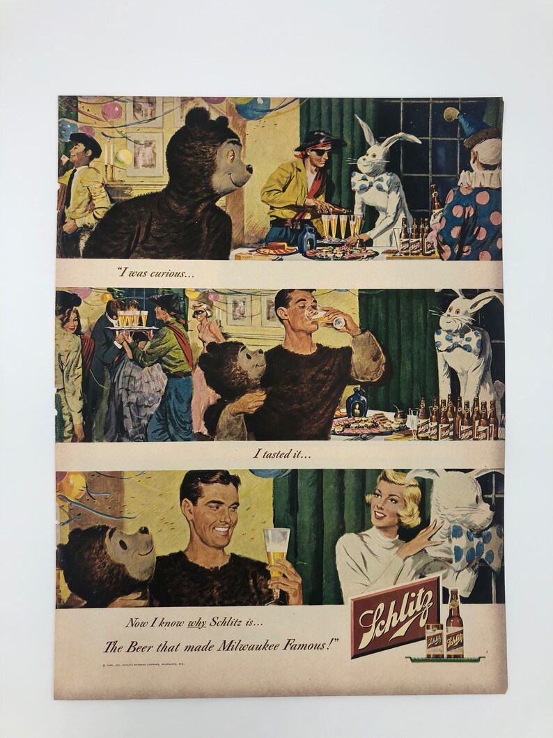 Schlitz Beer Alcohol Advertisement Man Cave Decor Home Decor Original ...