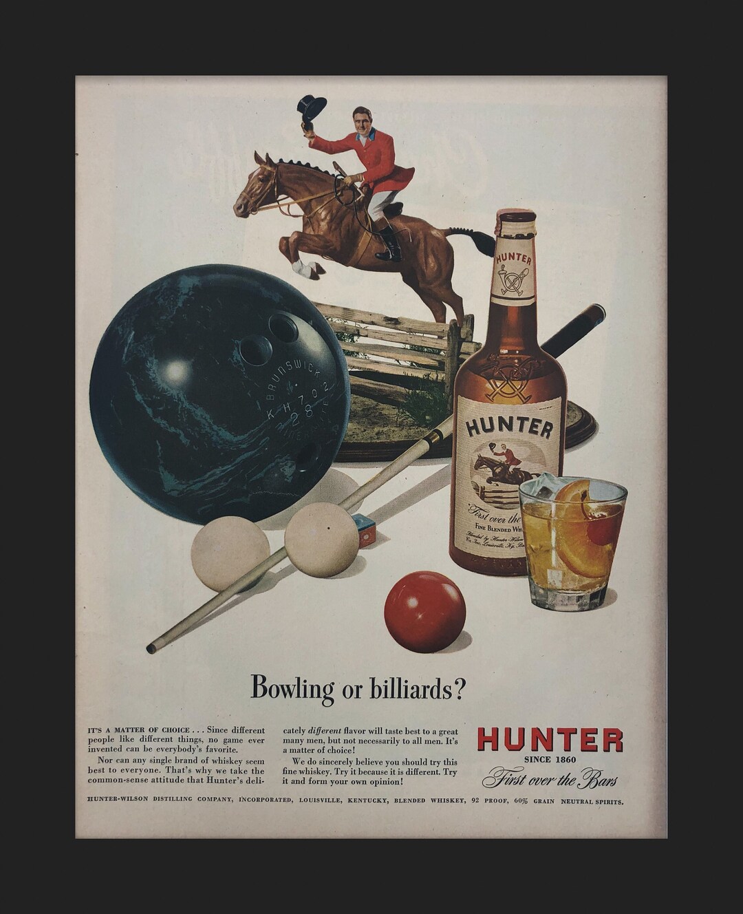 Hunter Whiskey Alcohol Advertisement Man Cave Decor Home Decor Original ...