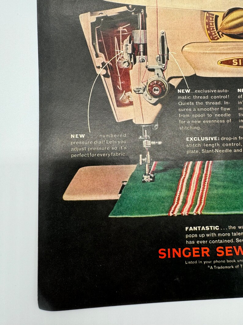 Singer Sewing Machine Advertisement Home Decor Original Advertisement ...