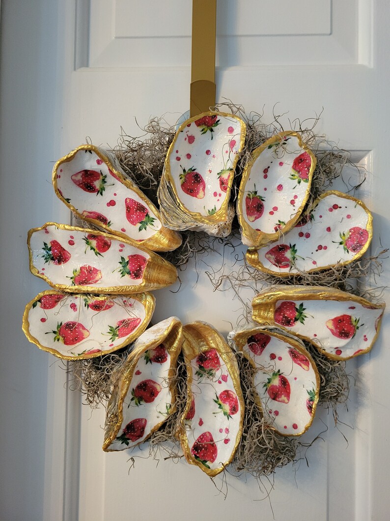 Decoupaged Seashell Wreath, Beach Decor, Nautical Decor, Beach House ...