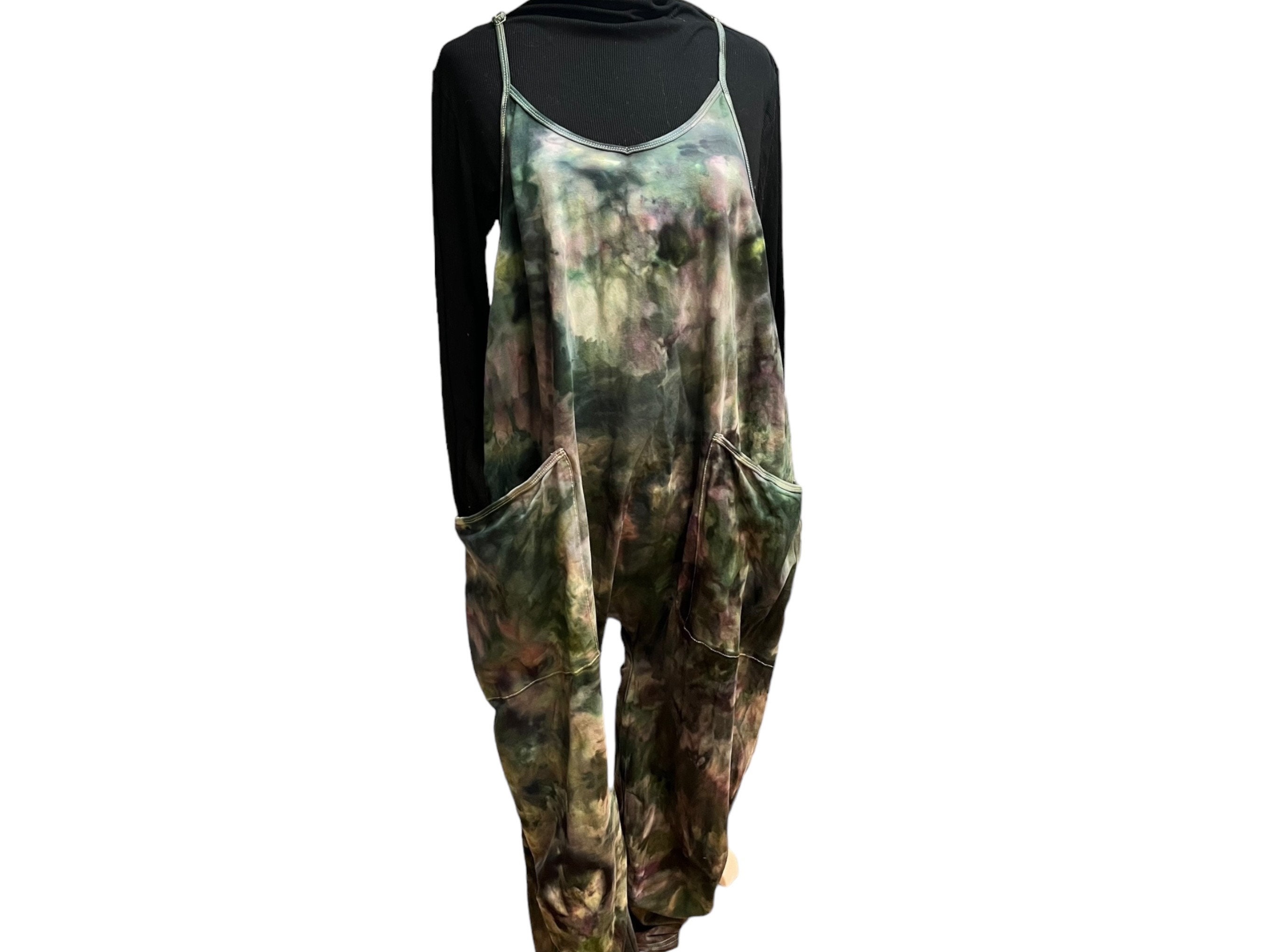 Green Tie Dye Overalls, MADE TO ORDER Boho Jumpsuit, Colorful Jump Suit ...
