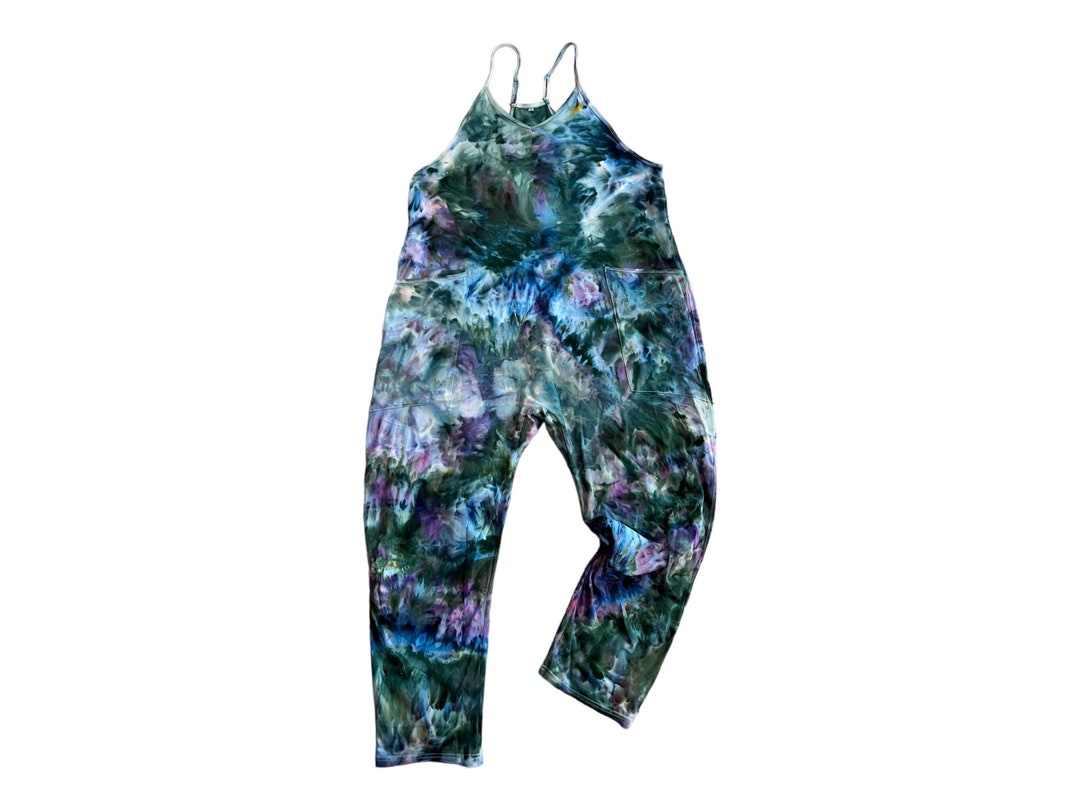 Green Tie Dye Overalls, MADE TO ORDER Boho Jumpsuit, Colorful Jump Suit ...