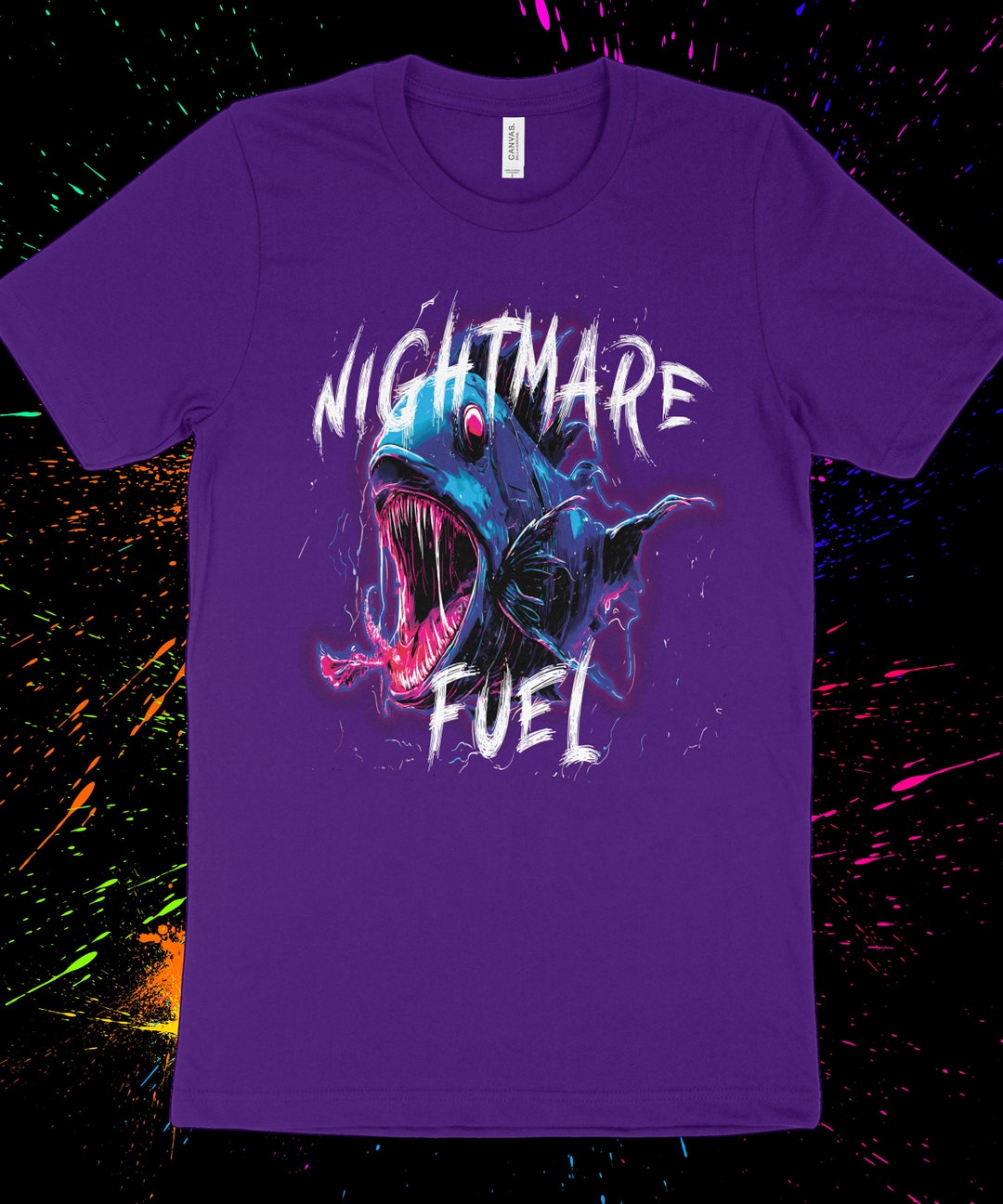 Angler Fish T-shirt, Deep Sea Creature Tee, Vibrant Graphic Design ...