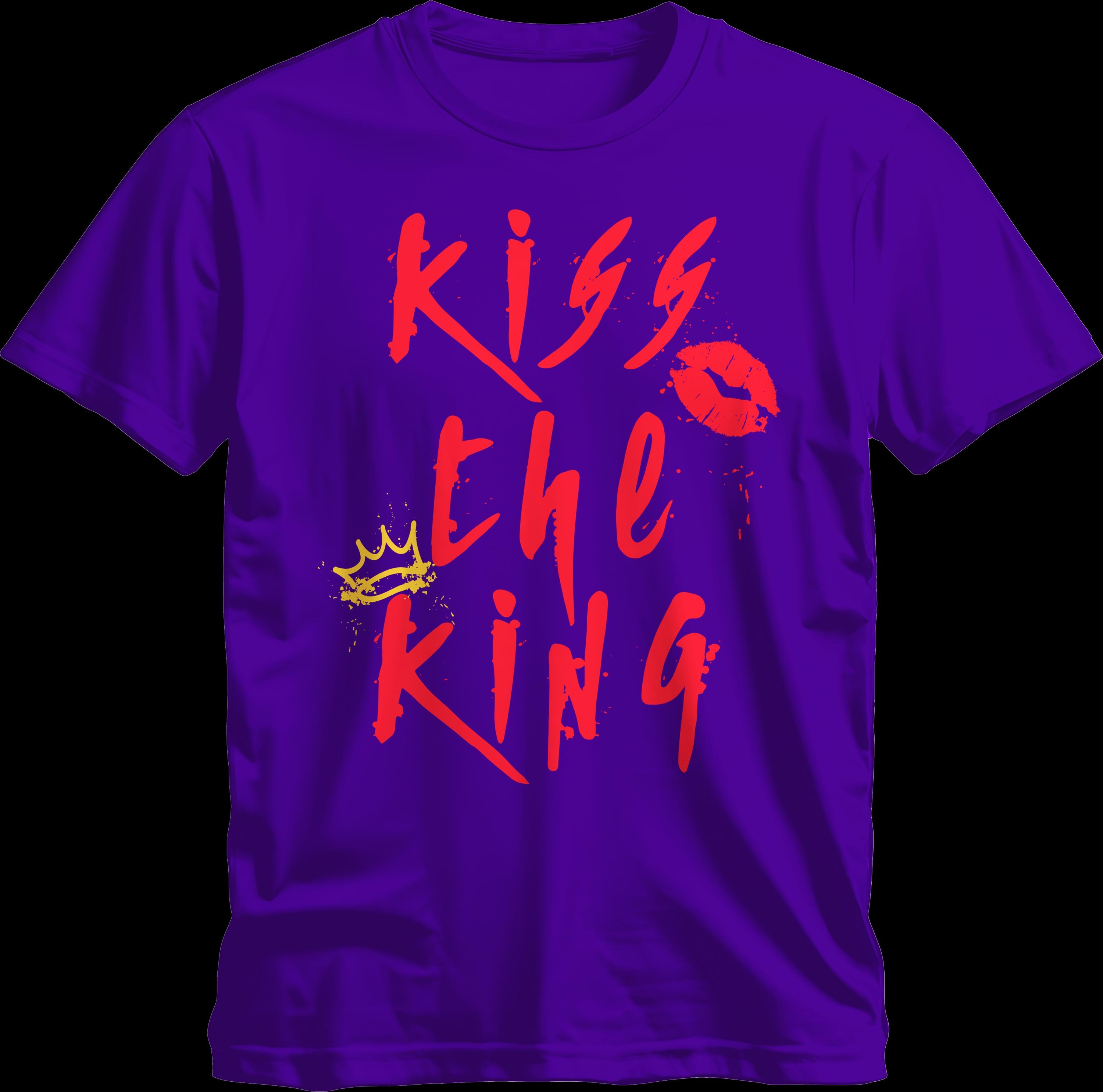 Kiss the King Bold Graphic T-shirt, Red Lip Crown Design Tee, Unique ...
