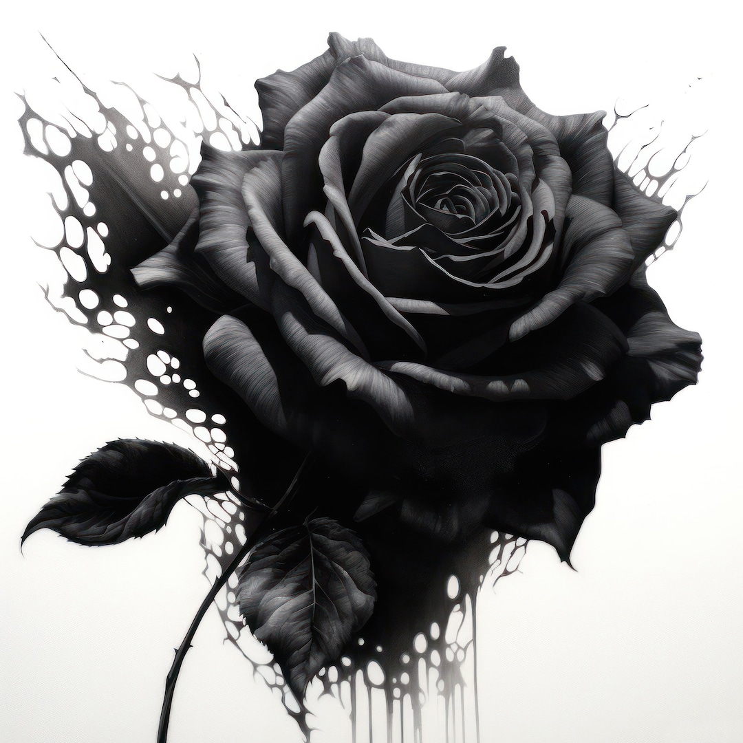 Black Ink Rose - Etsy