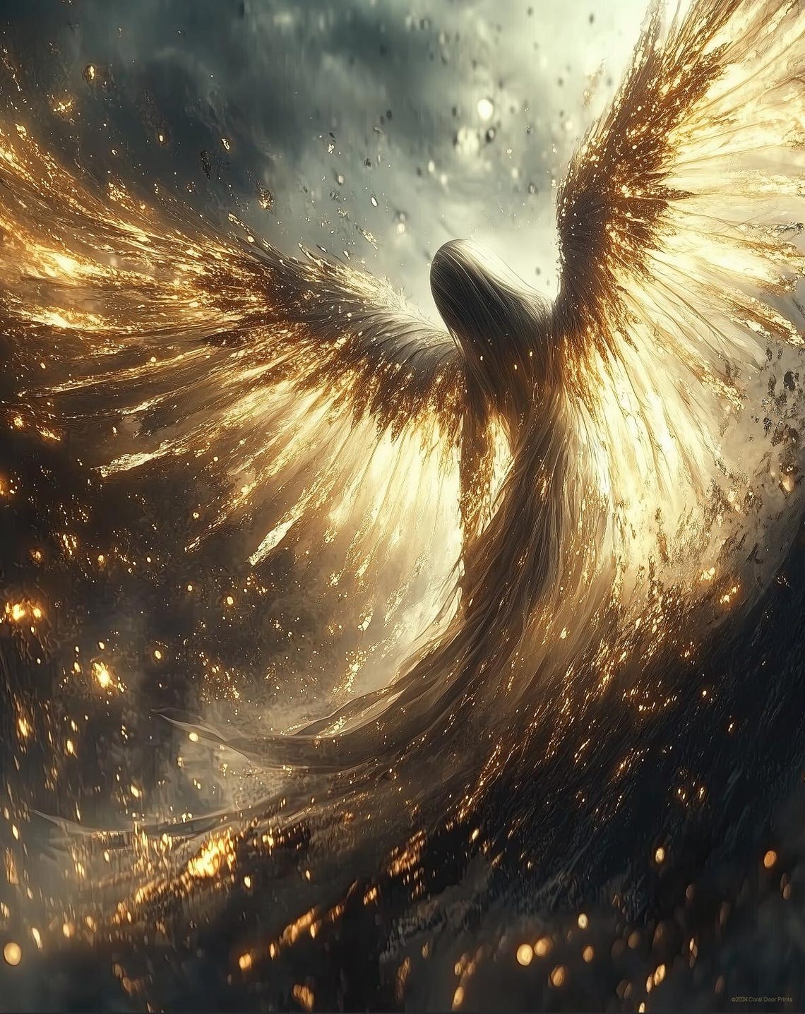 Divine Flame Winged Angel Christian Art Digital Print - 16x20 - Etsy