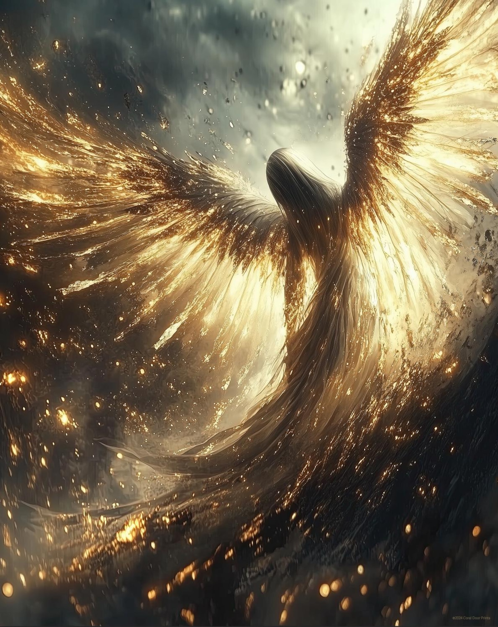 Divine Flame Winged Angel Christian Art Digital Print - 16x20 - Etsy