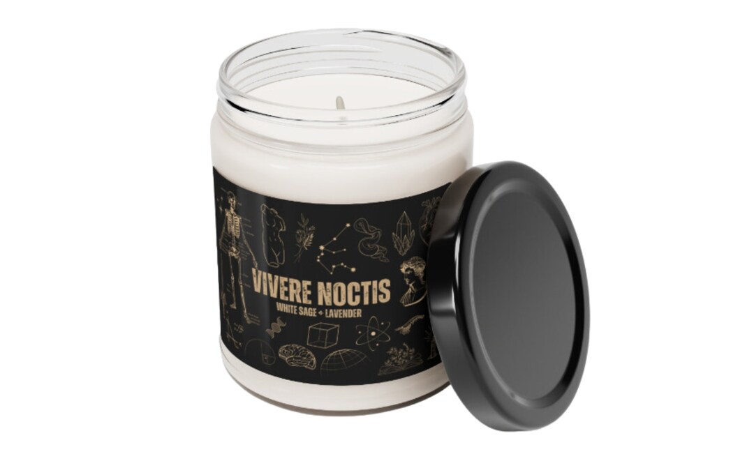 White Sage and Lavender Scented Soy Candle, Vivere Noctis 9oz Reusable ...