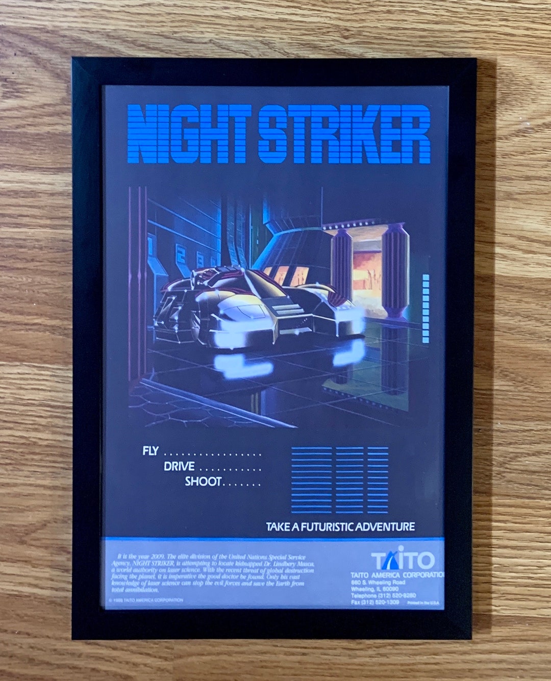 Night Striker - Arcade Promo Flyer - Vintage Ad Re-print - Framed 8x12 ...