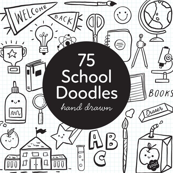 Hand Drawn School Clip Art Education Back to School Kids Clipart ...